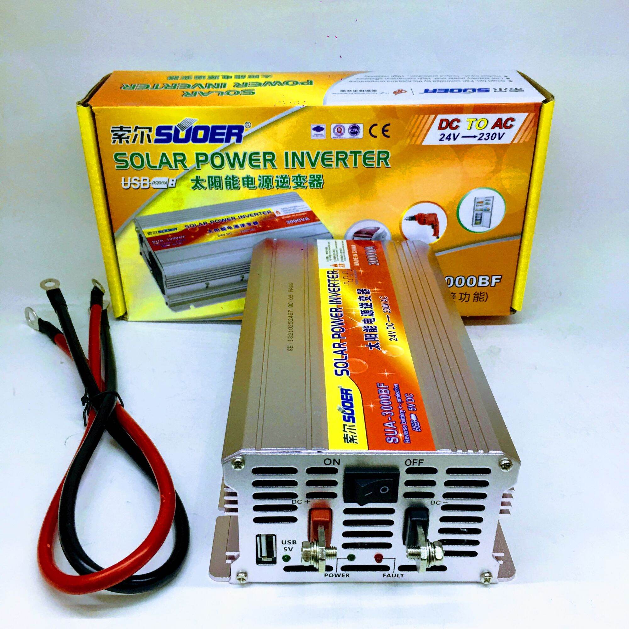 Suoer อินเวอร์เตอร์ 3000W 24V to 220V Portable Smart Power Inverterเตอร ...