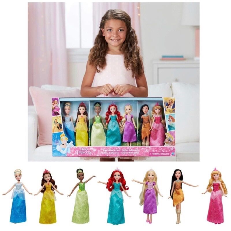 พร้อมส่ง ตุ๊กตาเจ้าหญิง กล่องใหญ่ 7 ตัว ยี่ห้อ Disney Princess 7 Dolls ...