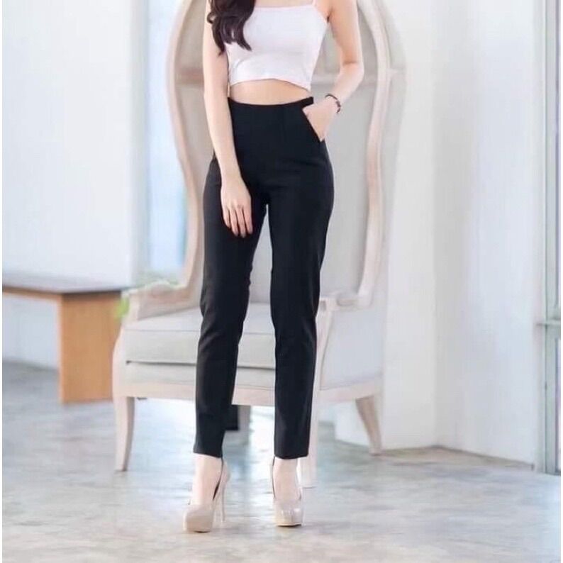 กางเกงขายาวไร้ขอบผ้าโรเชฟ งานป้าย BUACHOMPOO ซิปข้างเอวสูง กางเกงทำงานผ้าโรเชฟแท้ ทรงสวย ใส่แล้ว ...