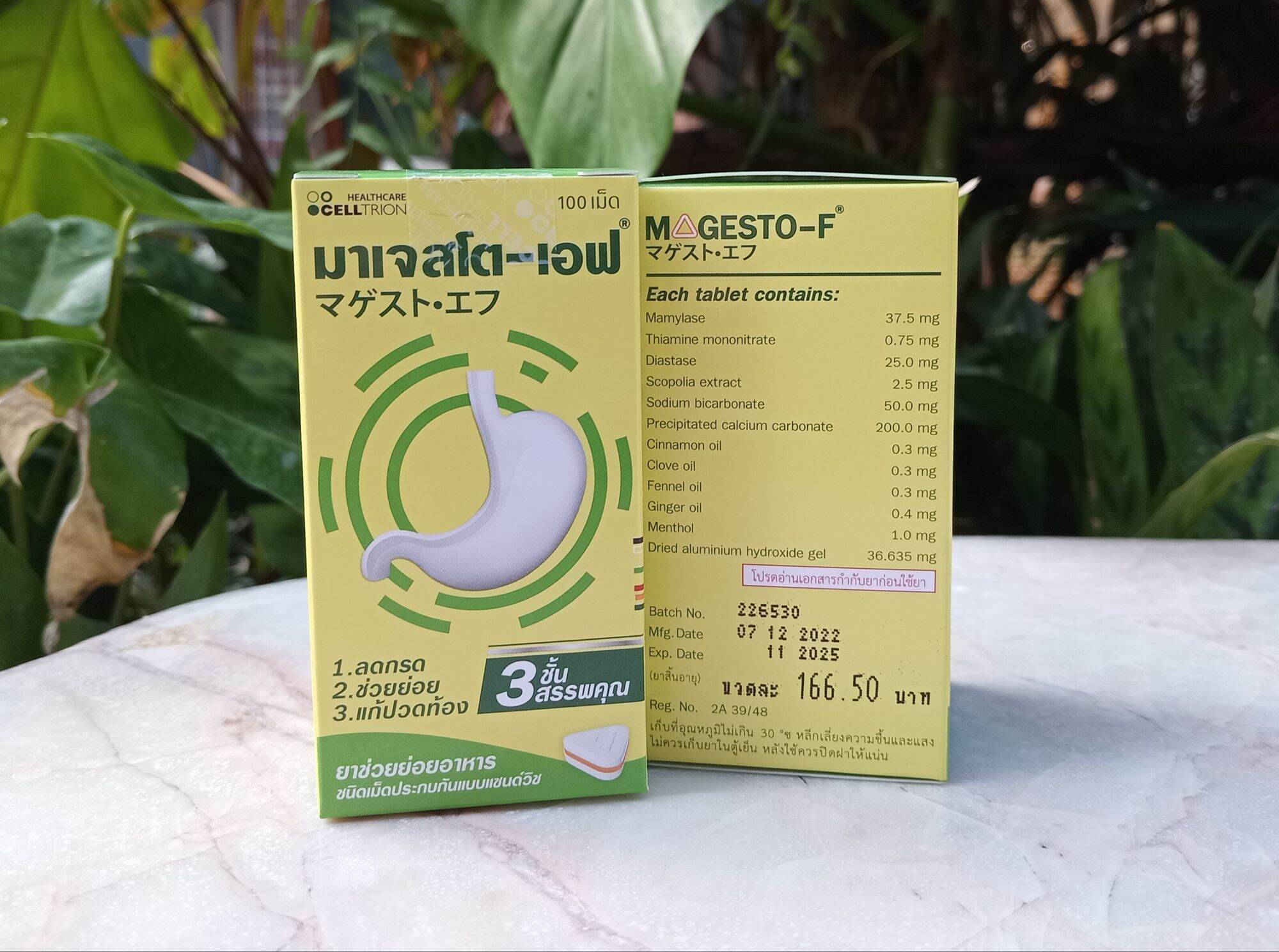 Magesto-F เม็ดสามเหลี่ยม ลดกรด แก้ปวดท้อง แก้จุกเสียด แน่นท้อง อาหารไม่ ...