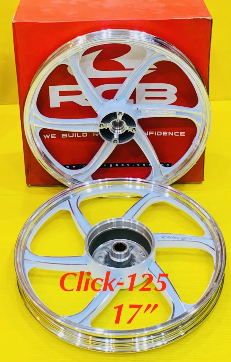 ล้อแม็ก Click-125 ขอบ 17 สีขาวปัด Racing Boy - FF motor 2020 - ThaiPick