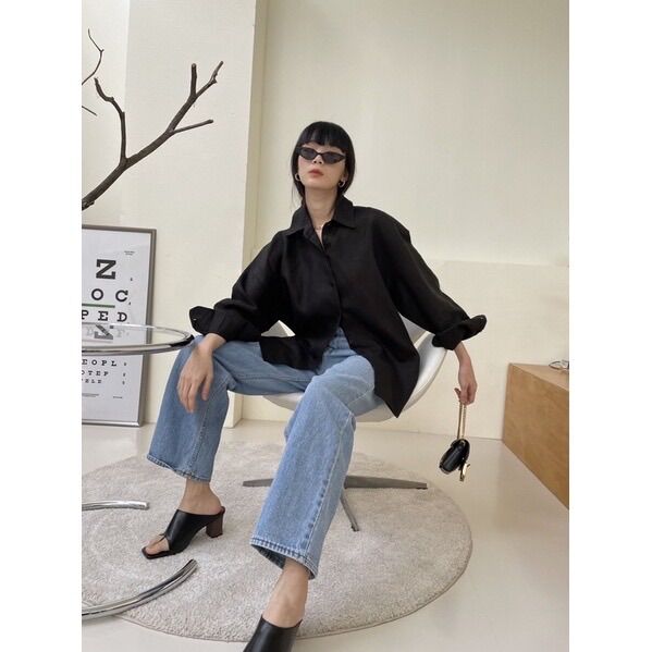 PLOWBRANDS-TL0001 เชิ้ตOversize กระดุมหน้า ชายด้านหน้าตรง ชายด้านหลัง ...