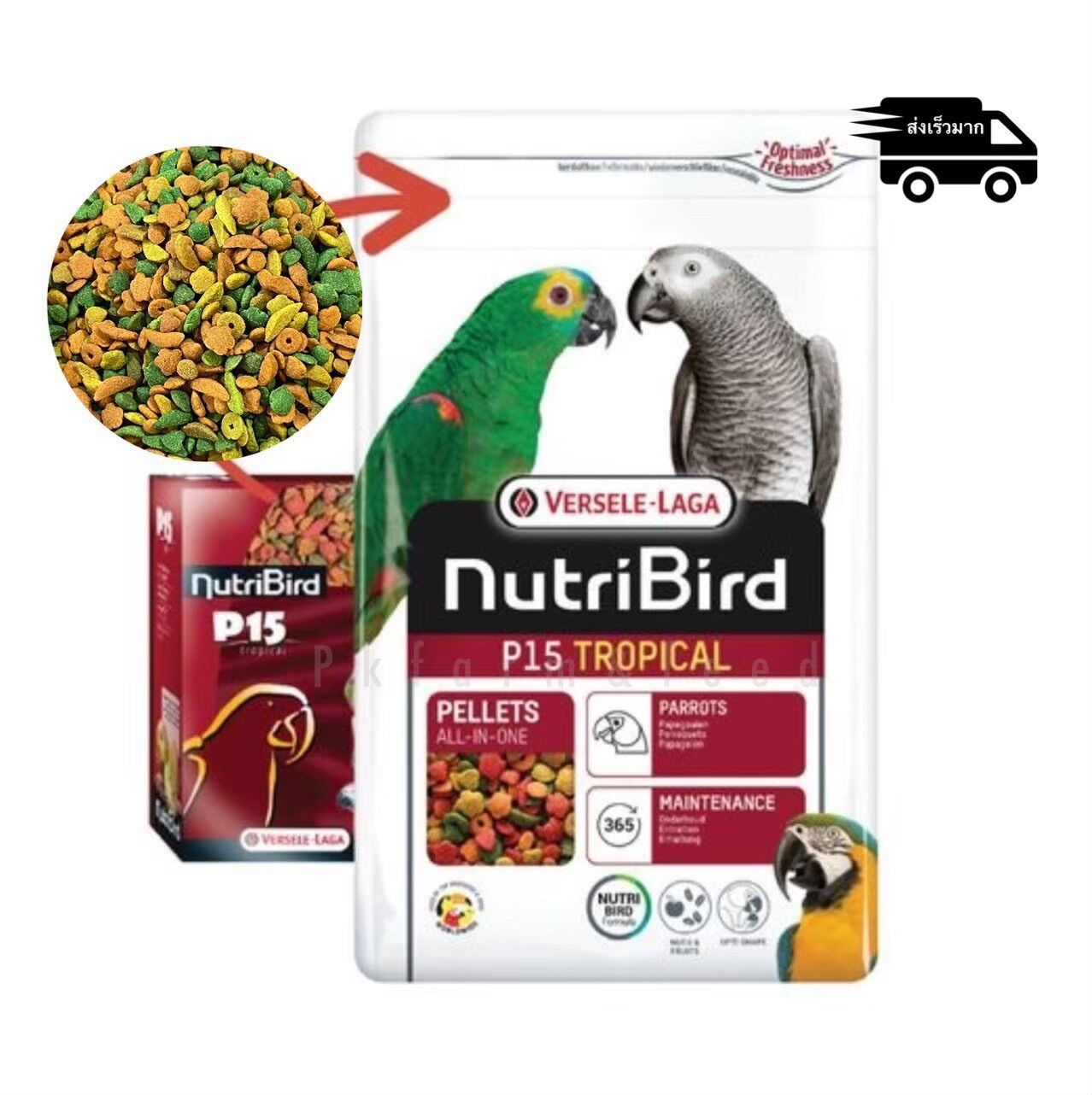 NutriBird P15 Tropical อาหารนก นูทรีเบิร์ดพี15 (ขนาด3kg.) แพคเกจโรงงาน ...