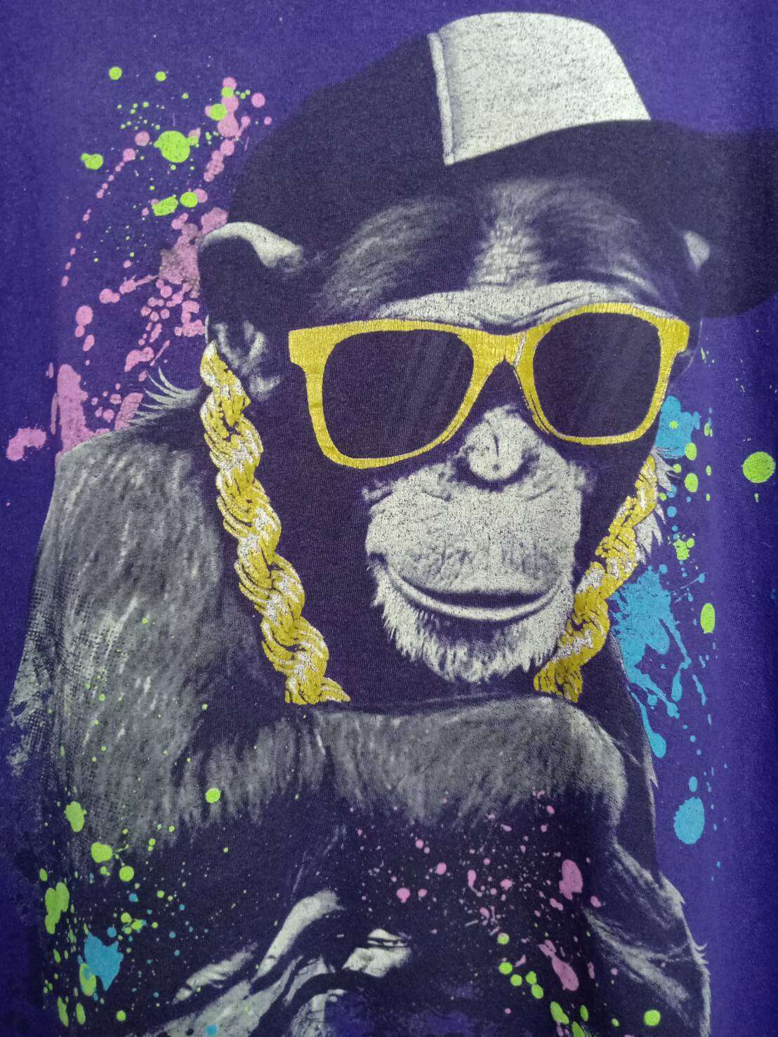 เสื้อยืดมือสอง ลายการ์ตูน RAPPER MONKEY XL อก 48 - 2nd Room - ThaiPick