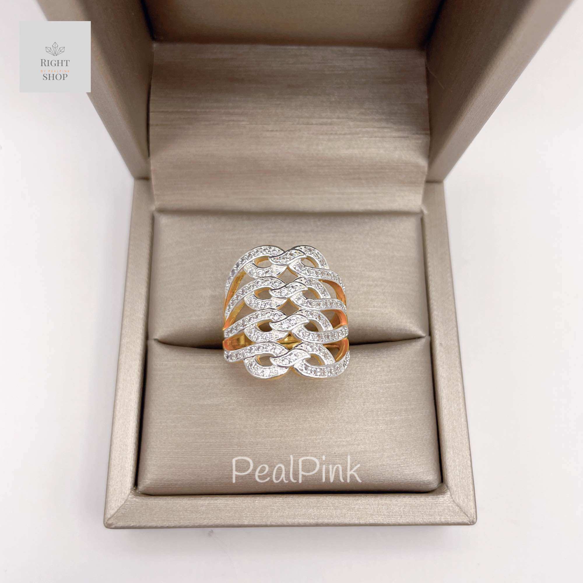 Wide diamond ring infinity design with four rows of shoulder free size ...