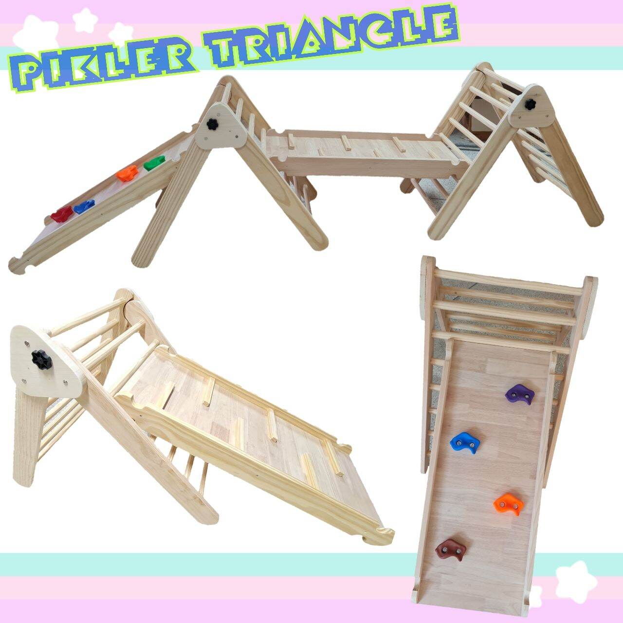 Pikler Triangle Foldable Climbing Frame ชุดปีนสามเหลี่ยม ปีนป่าย รวมสไล ...