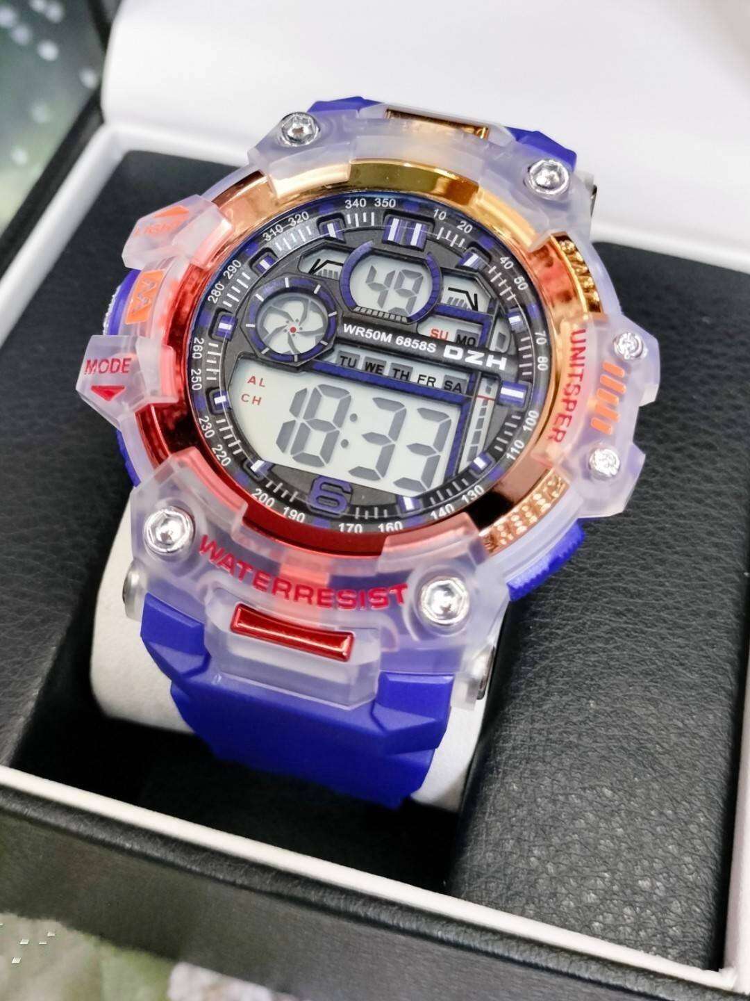 นาฬิกาแบรนด์ DZH แบรนด์แท้ นาฬิกาสปอร์ต นาฬิกากันน้ำ หน้าจอแสดงผลแบบ ...