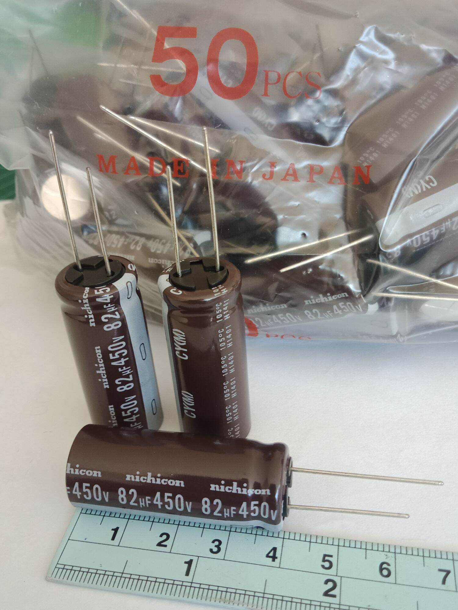 82UF 450V nichicon JAPAN คาปาซิเตอร์ 82UF สีน้ำตาล ทนร้อนสูง 105C (แพ็ค ...