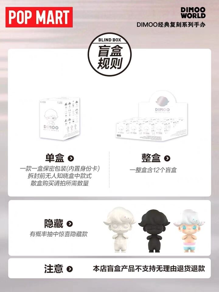 (พร้อมส่ง ยกกล่อง) POP MART Dimoo Retro Series Gift Box. โมเดล ฟิกเกอร์ ...