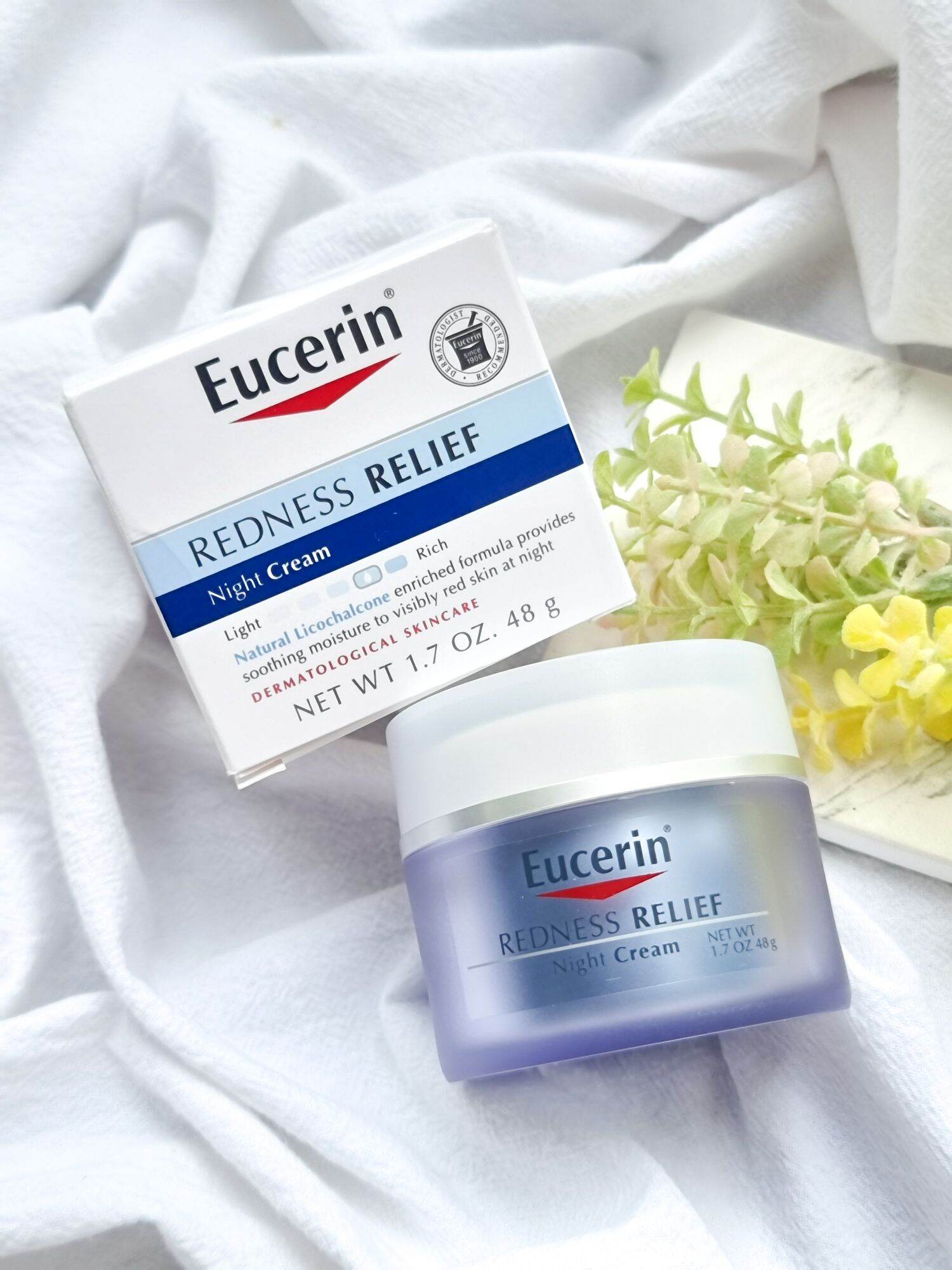 Eucerin Redness Relief Night Cream ขนาด 1.7 oz (48g.) ครีมบำรุงกลางคืน ...