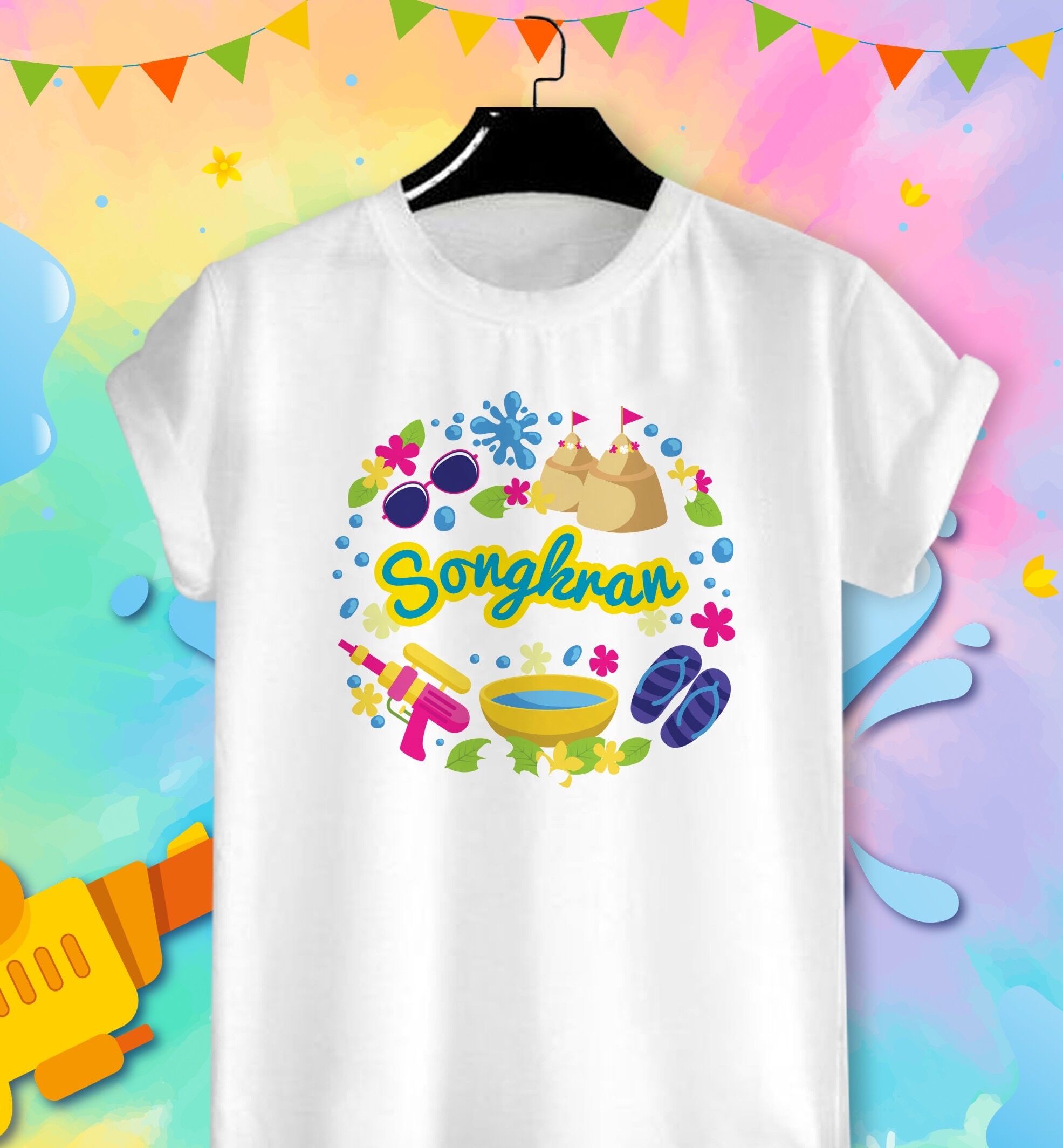 เสื้อยืดวันสงกรานต์ Songkran ผ้าTK เนื้อนุ่ม สีสดใส ใส่สบาย | Lazada.co.th