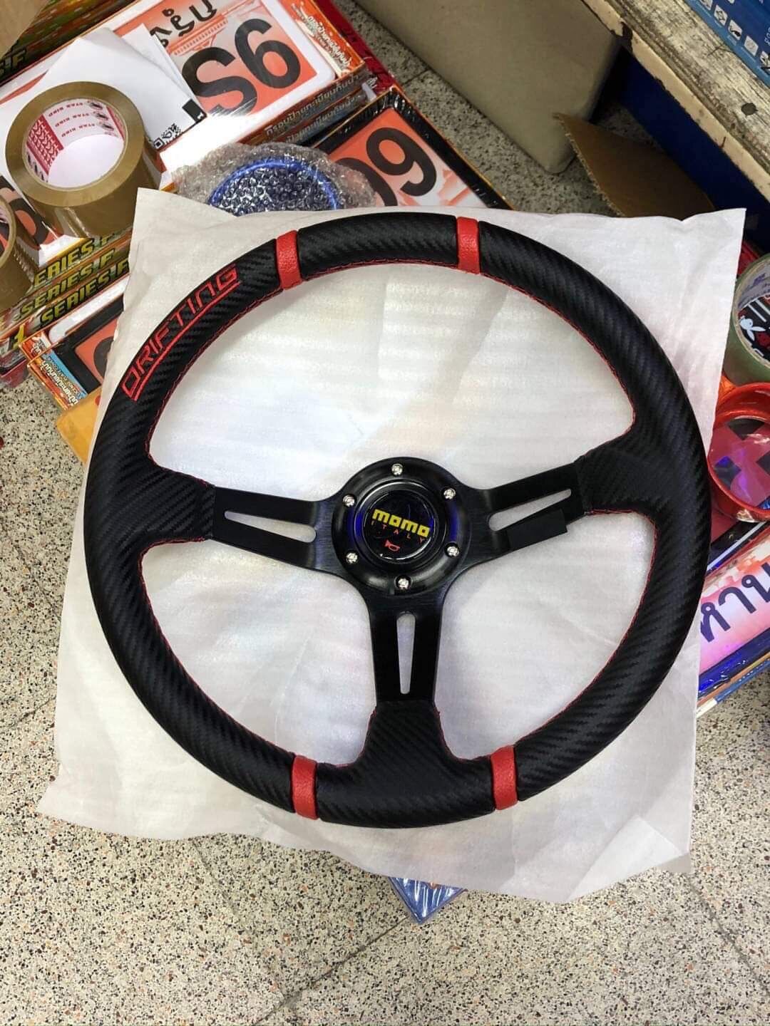 วงพวงมาลัยmomo ขนาด13.5นิ้ว ก้านยก2.0นิ้ว ใส่รถยนต์ได้ทุกรุ่นทั่วไป ...