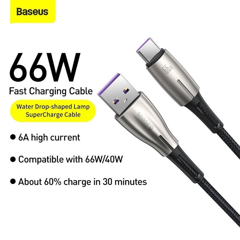 Baseus สายชาร์จ 6A Type-C รองรับ SuperCharge / Mi Turbo 66W Type C Cable for Huawei Xiaomi ...