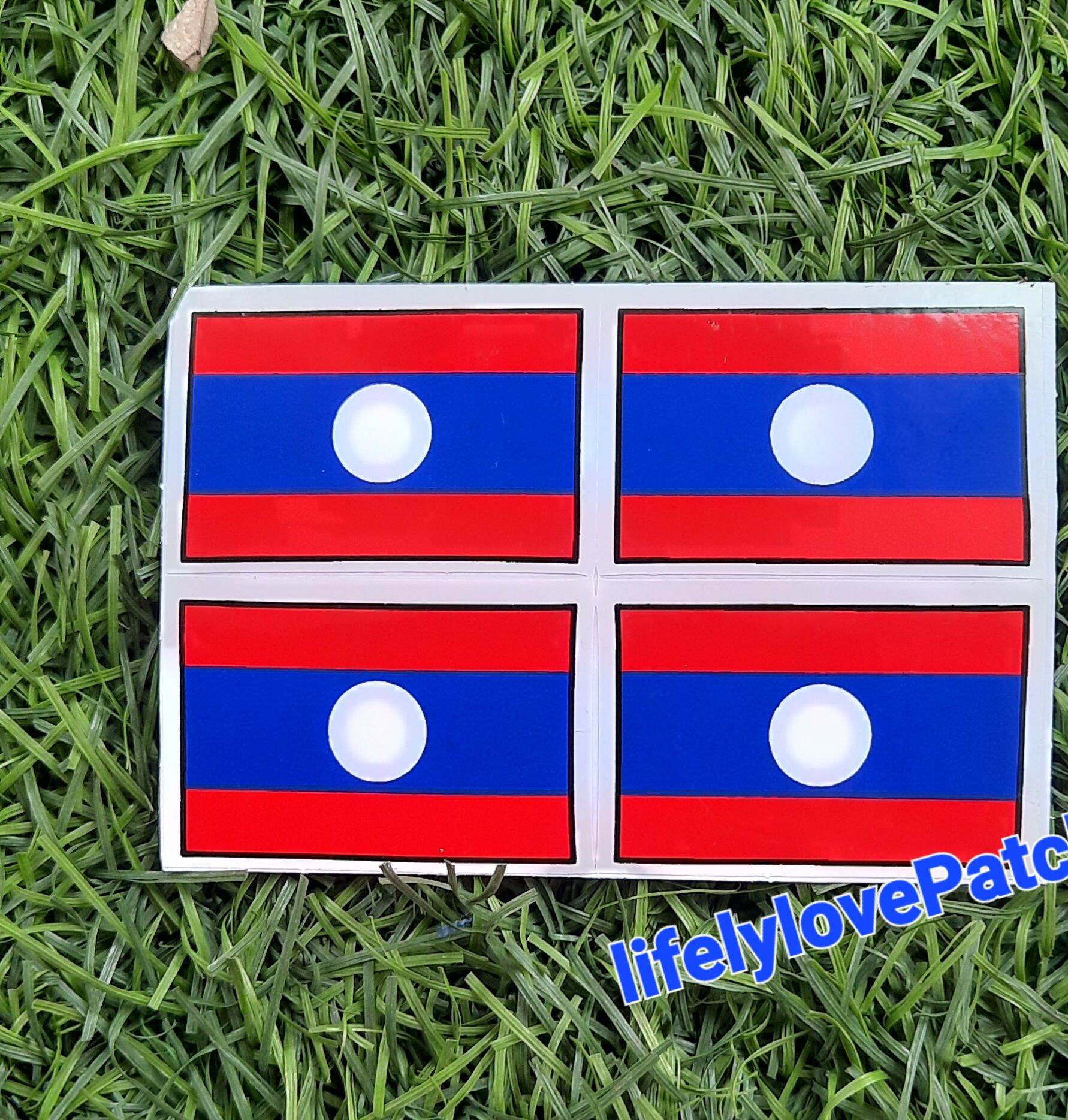 สติ้กเกอร์ธงชาติลาว หลากหลายแบบ 🇱🇦 Sticker Lao flags Various designs ...