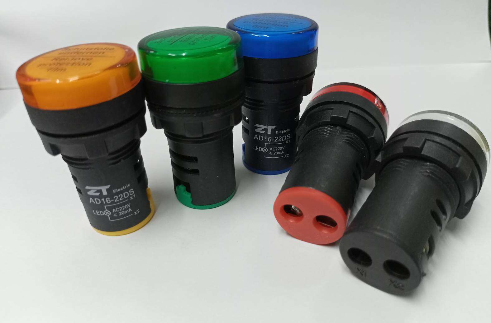4ชิ้น หลอดตู้คอนโทรล (Pilot Lamp) 22 mm ED16-22DS 220VACตัวถังสีดำ ...