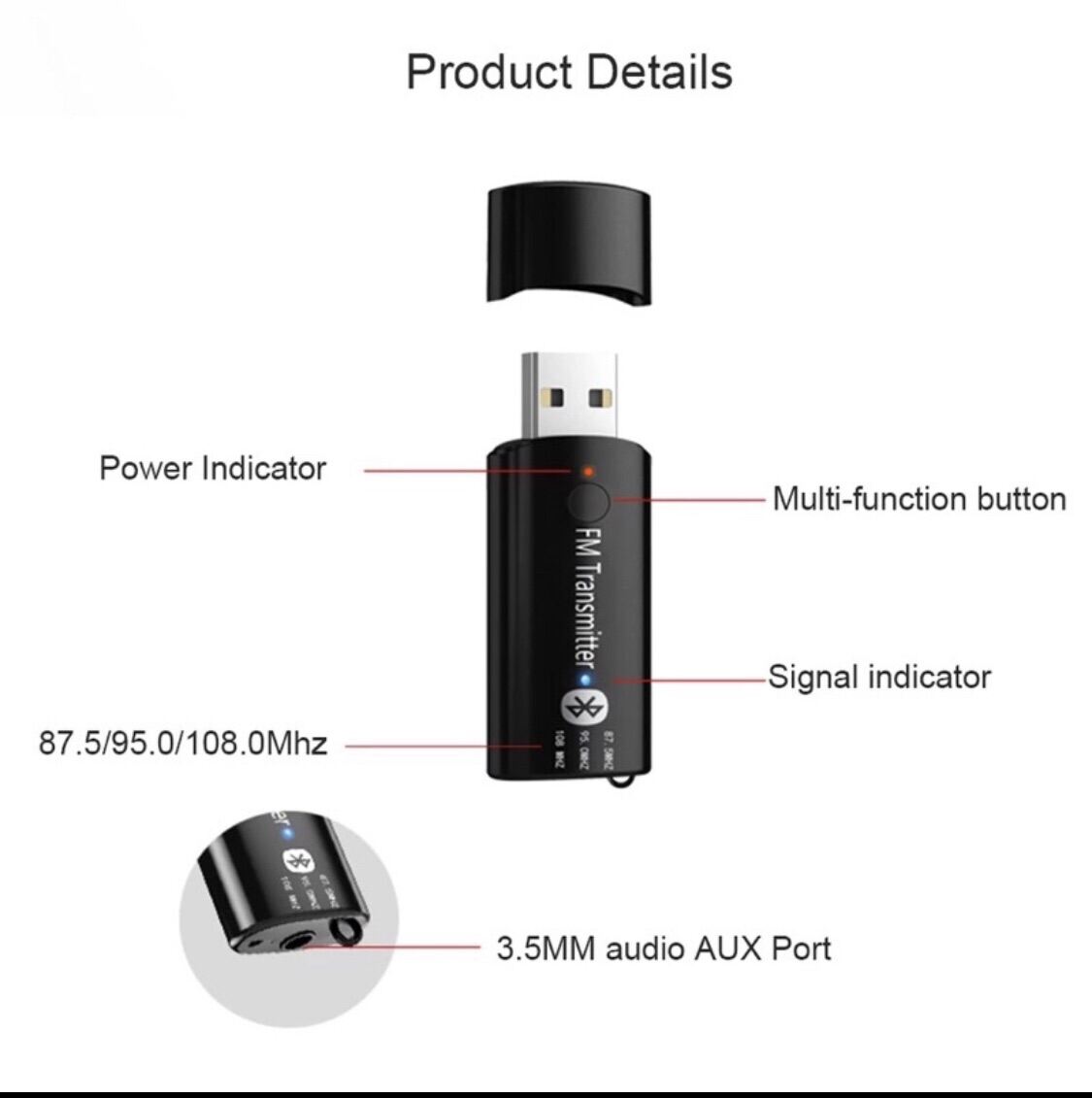 Mini USB FM Transmitter Wireless Car Kit Receiver Stereo Muic Bluetooth ...