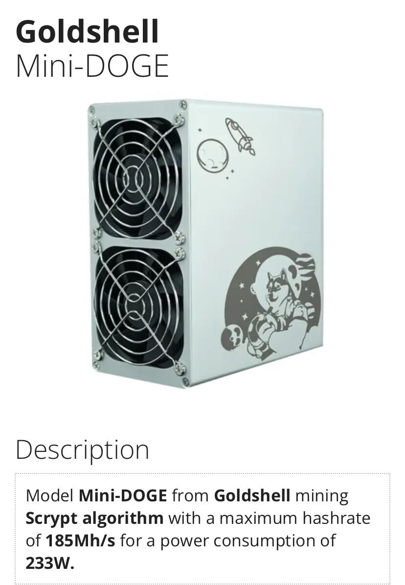 เครื่องขุดเหรียญGoldshell Mini-DOGE มือสอง mining Scrypt algorithm with ...