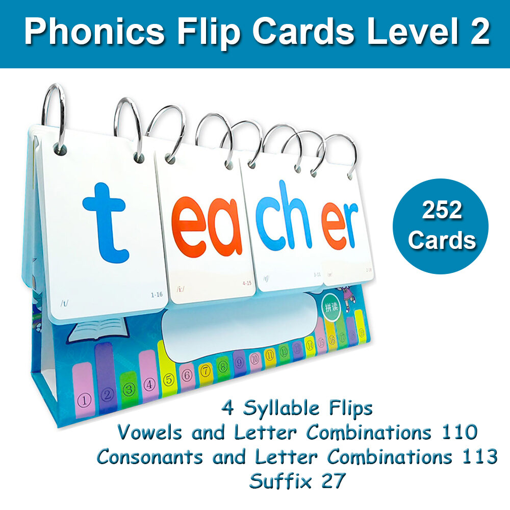 Phonics Flashcards คำสะกดปฏิทินตั้งโต๊ะ flip Card เพื่อการเรียนรู้ภาษา ...