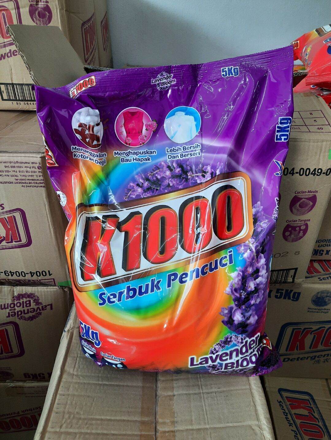 💥พร้อมส่ง💥ผงซักฟอกมาเล K1000 หนัก 5 Kg ฟรีแมส3d 10 ชิ้น ผงซักฟอกK1000 ...