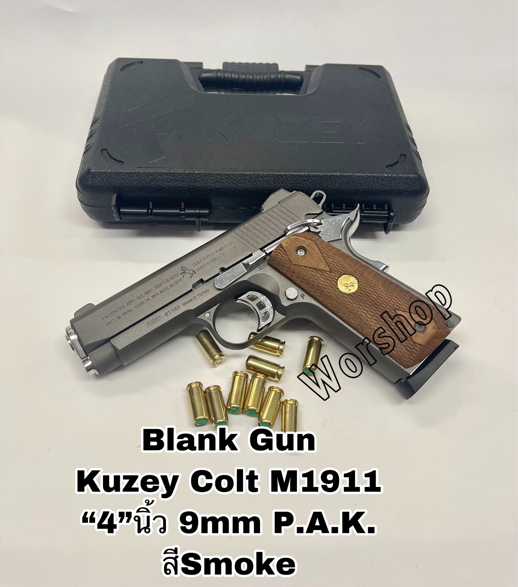 Blank Kuzey Colt M1911 “4”นิ้ว 9mm P.A.K. สีSmoke ใช้ถ่ายทำภาพยนตร์สะสม ...