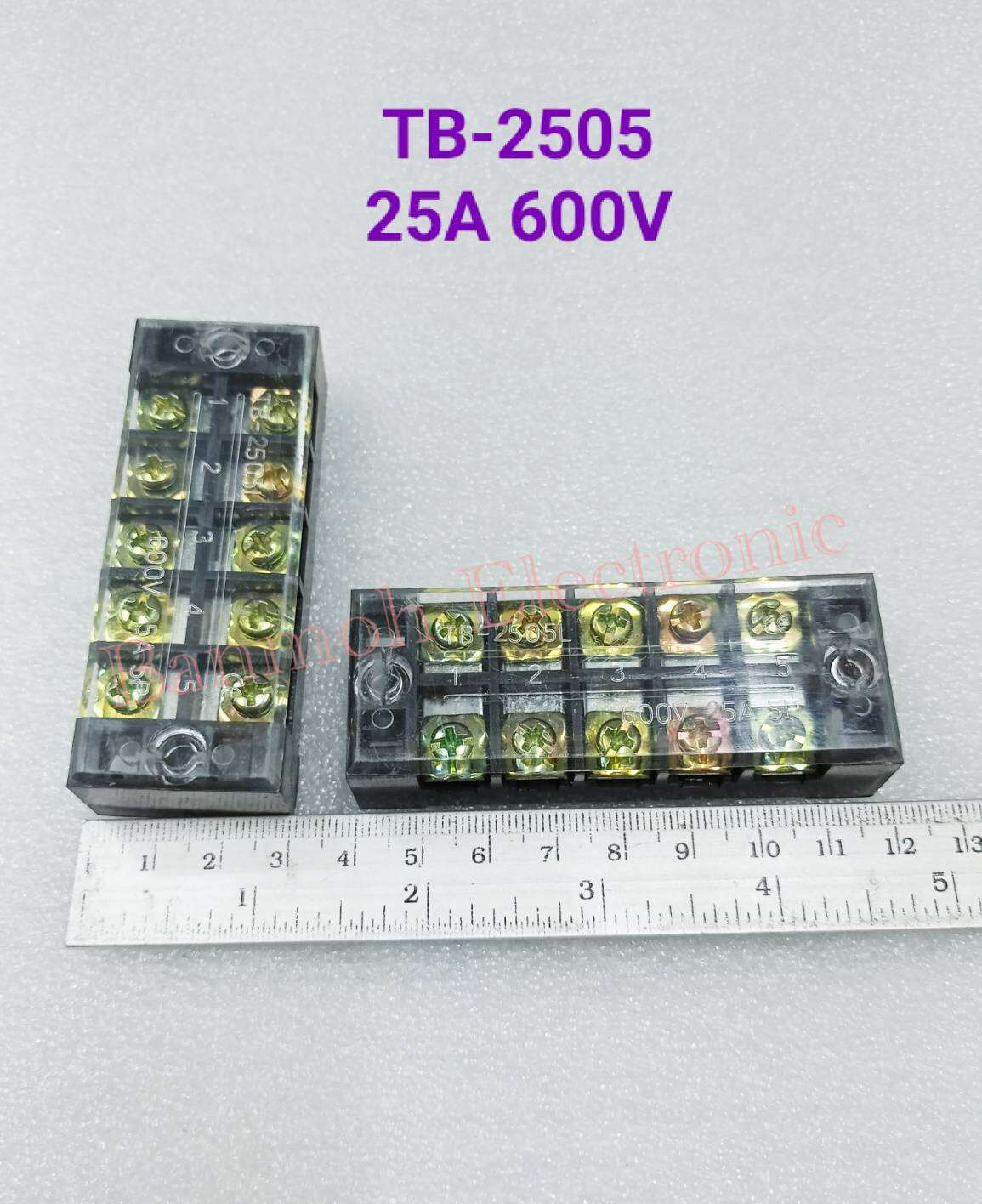 แพ็ค1ตัว5ตัว เทอร์มินอล Tb 2505 25a600v Terminal 5ช่องใช้สำหรับต่อสายไฟหรือจุดต่อสายไฟ