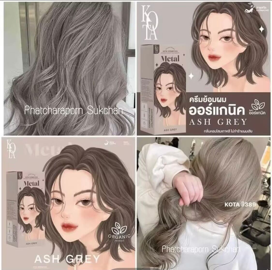 Kota สีย้อมผมสีเทา metal (ash grey) ออร์แกนิค | Lazada.co.th