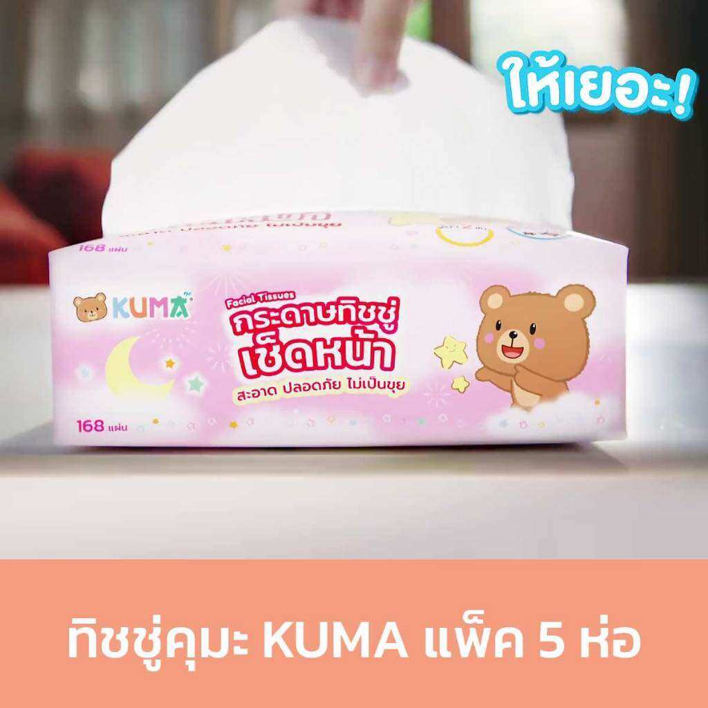 ทิชชู่คุมะ KUMA Facial Tissue กระดาษทิชชู่เช็ดหน้า แพ็ค 5 ห่อ (1ห่อ 168 ...