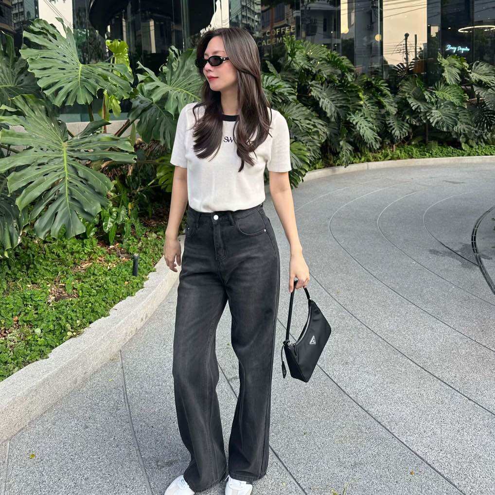 Sumwear.bkk - Kimber jeans กางเกงยีนส์เอวสูงทรงกระบอกกลาง | Lazada.co.th