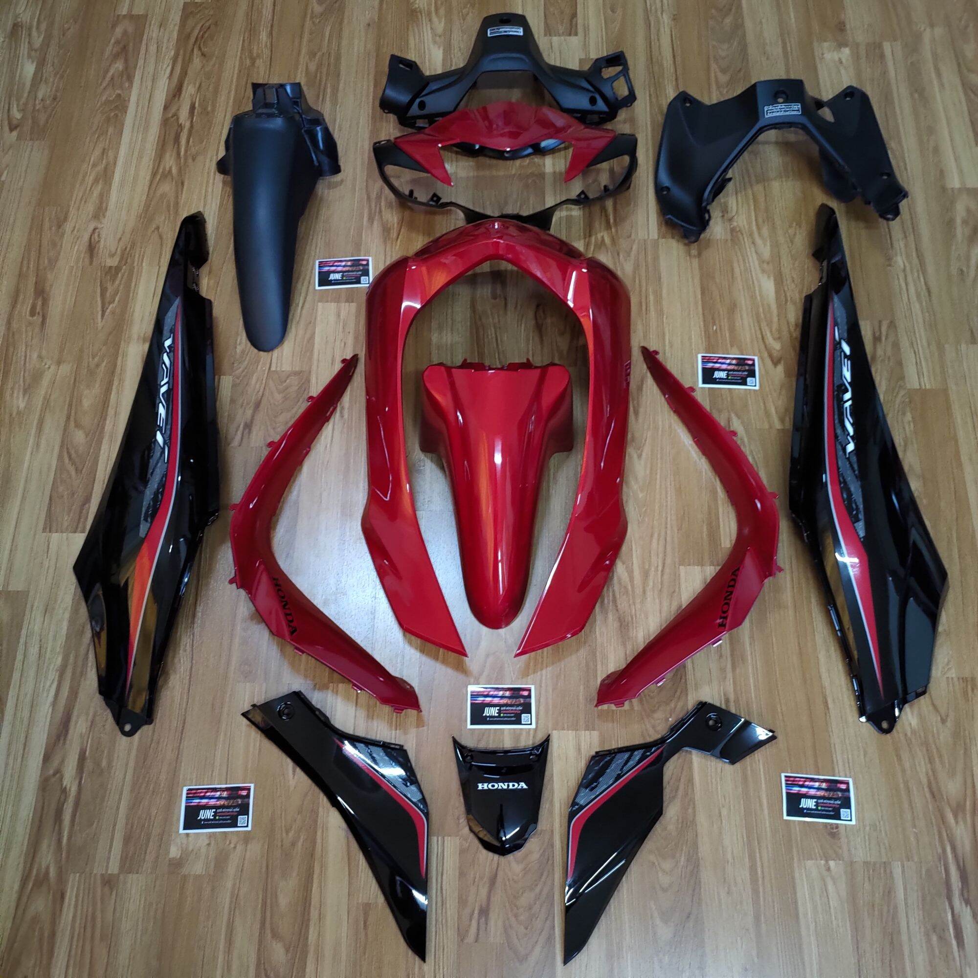 ชุดสี wave 110i 2019 LED 14ชิ้น สีแดงดำ ติดลายแดง | Lazada.co.th