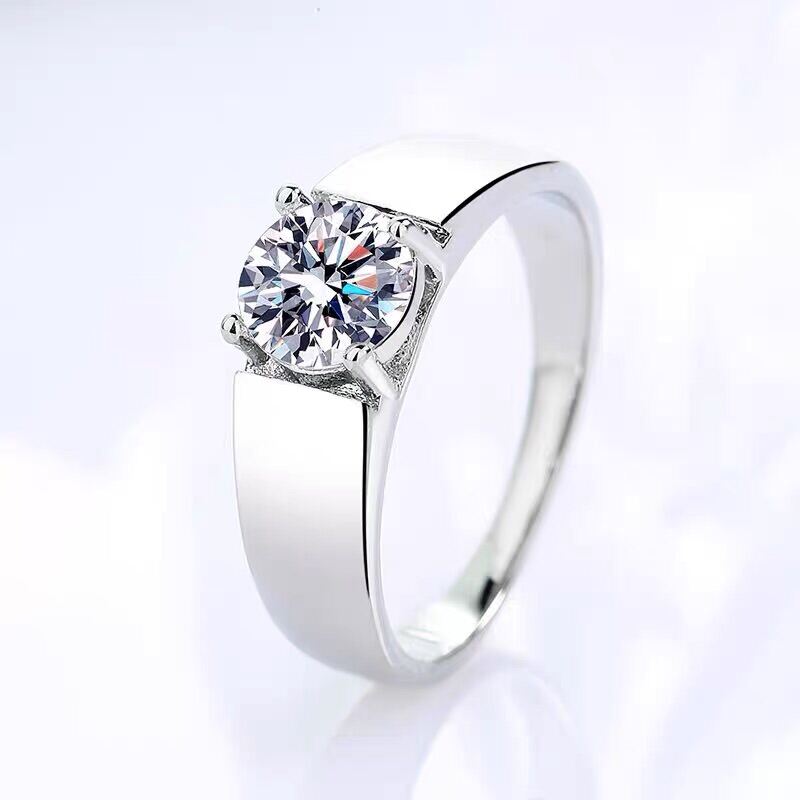 LY JEWELRY แหวนคู่เงินแท้S925ฝังเพชรโมอีส D-VVS1 I9002 - LY JEWELRY - ThaiPick