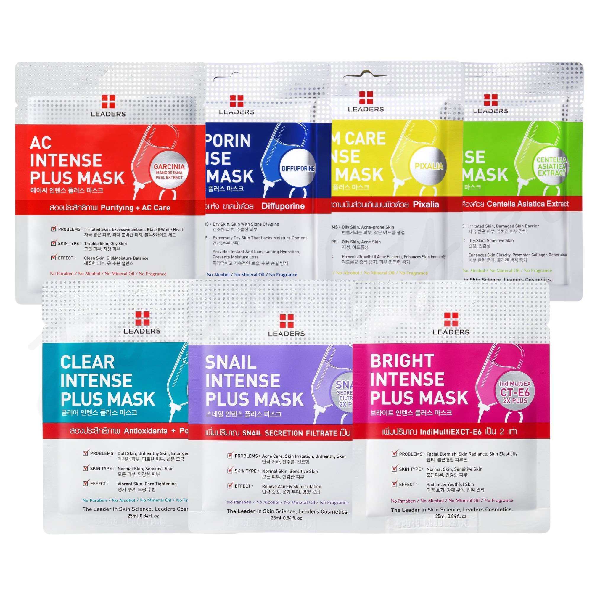 Leaders Intense Plus Mask 25ml. แผ่นมาส์กหน้า ลีดเดอร์ สเนล อินเทนส์ ...