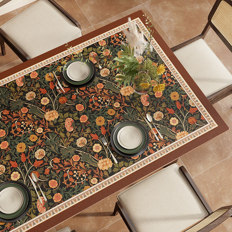 Fan Ju แผ่นรองโต๊ะหนังเพอร์รีสไตล์อเมริกันแนววินเทจหรูหราเบาๆกันน้ำมัน ...