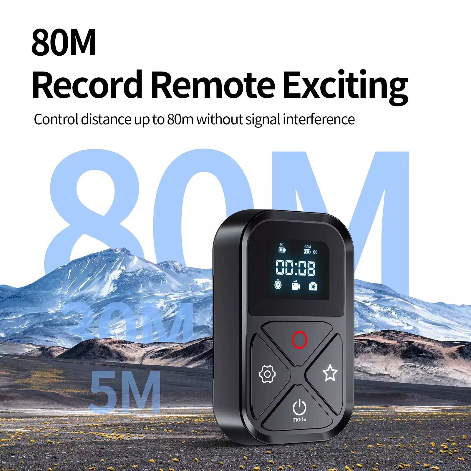 TELESIN T10 New 80m Bluetooth Remote Control For GOPRO 12 11 10 9 8 MAX ...