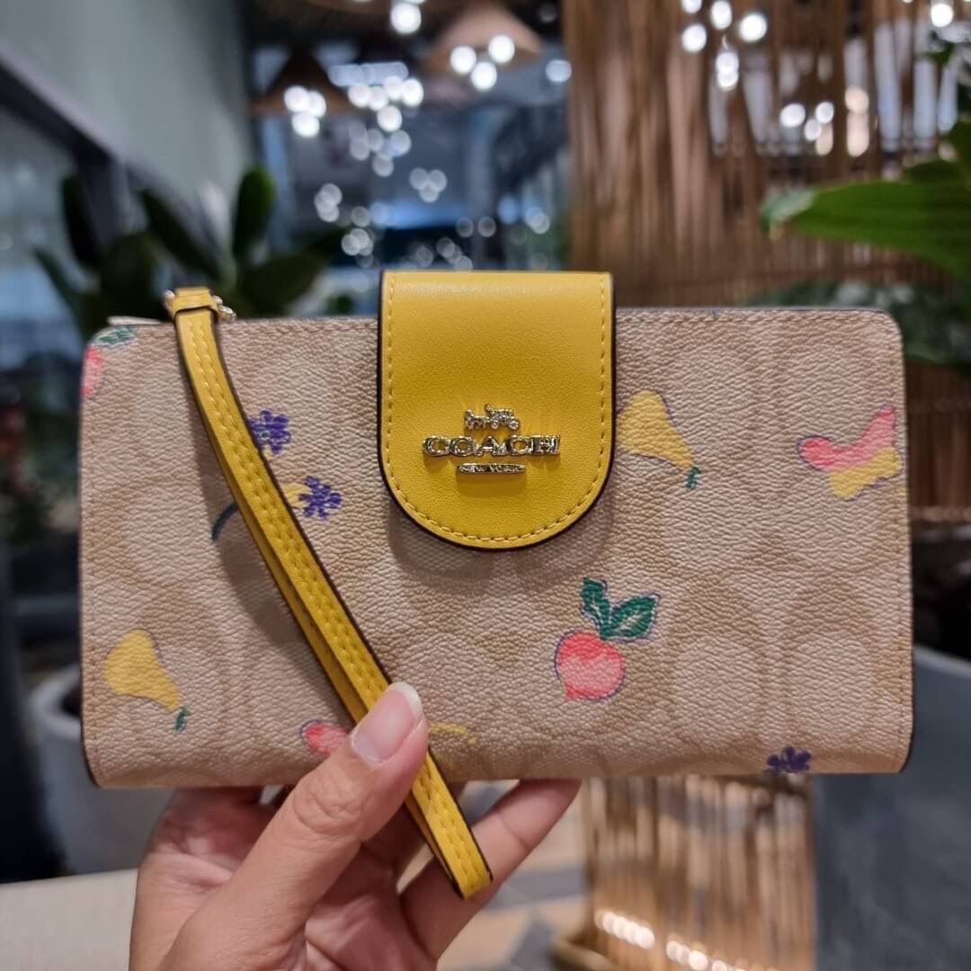 COACH C8729 TECH PHONE WALLET IN SIGNATURE CANVAS WITH WILDFLOWER PRINT ...