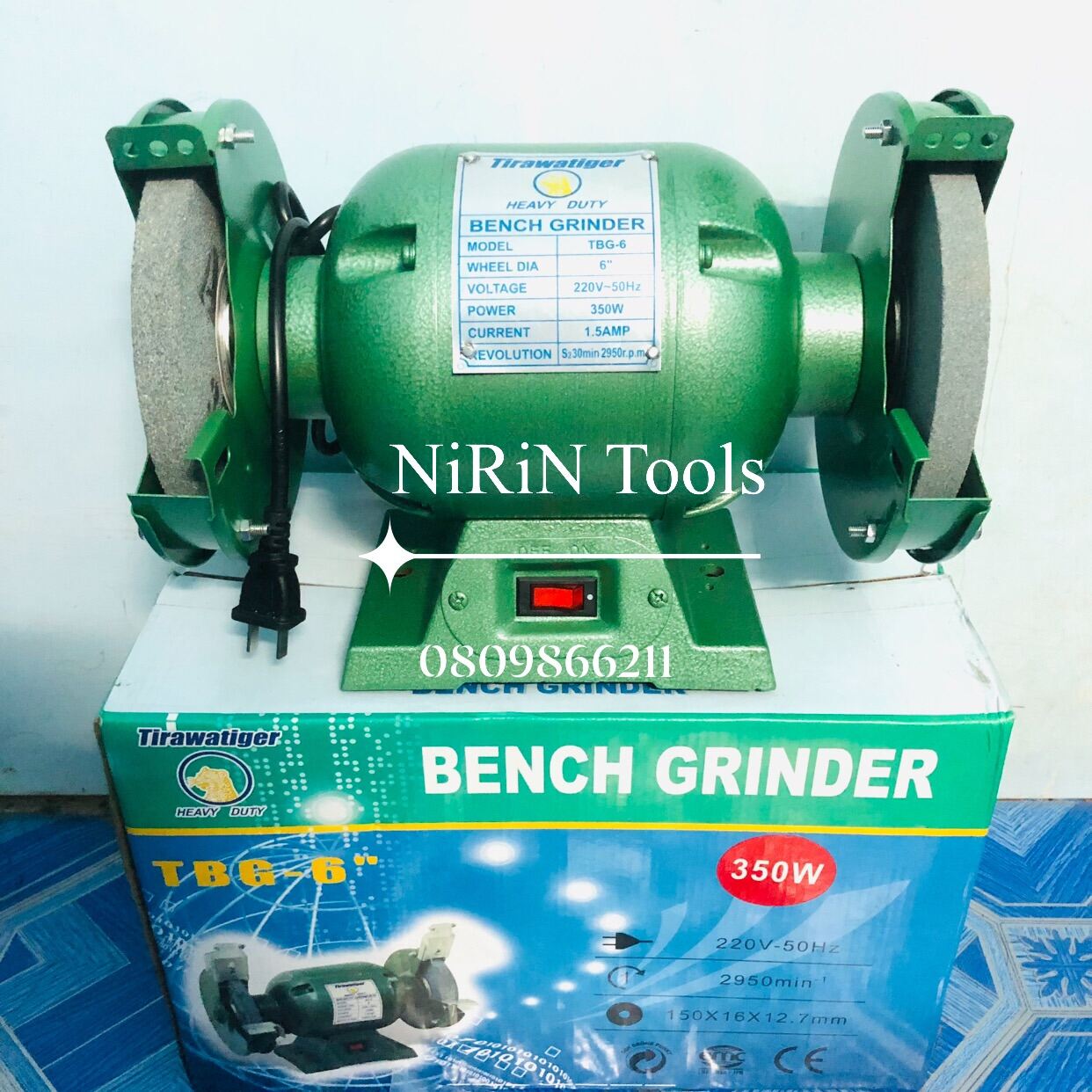 Tiger เครื่องเจียรหินไฟ 6นิ้ว ยี่ห้อ TIGER TIRAWA รุ่น TBG-6 ใบเจียรแบบเพลาคู่ 6 - NiRiN Tools ...