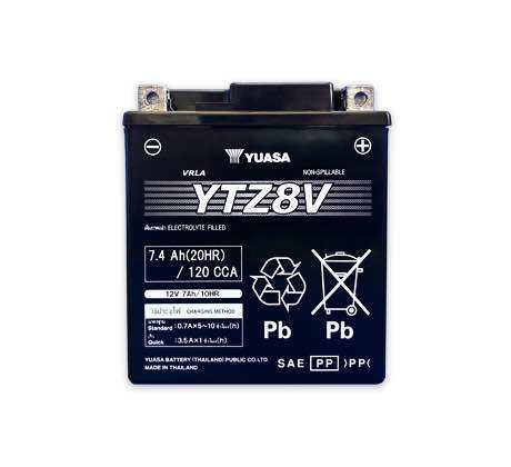 แบตเตอรี่มอเตอร์ไซค์ YUASA รุ่น YTZ8V Xmax350 R3 Vespa Klx250 230 140 12V 7.4 แอมป์ ขนาด ยาว 113 ...