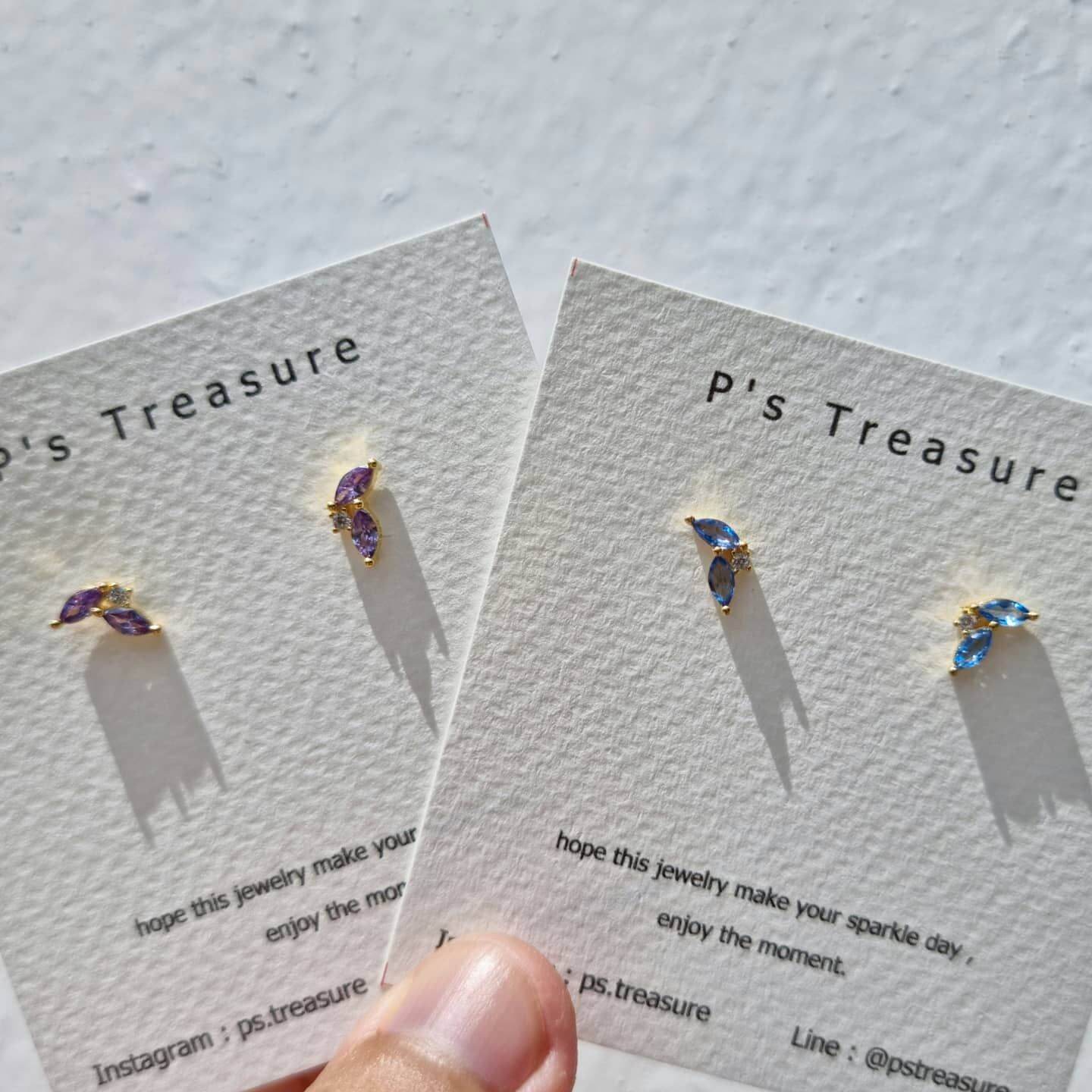 P's Treasure wingy gem stud earring ( s925 ) ต่างหูพลอยสี เงินแท้ - P's ...
