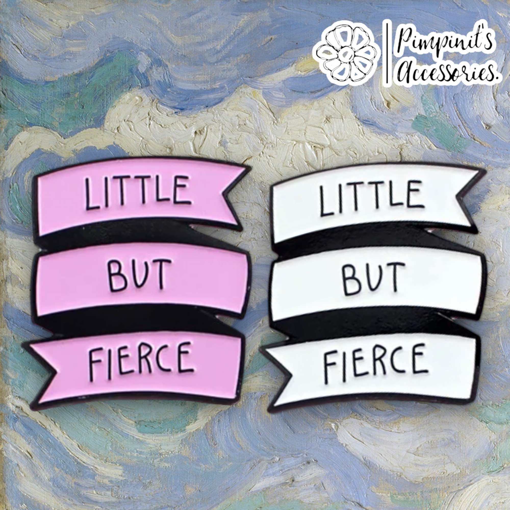 ʕ ᴥʔ พร้อมส่ง เข็มกลัดเซ็ทข้อความ LITTLE BUT FIERCE LITTLE BUT FIERCE ...