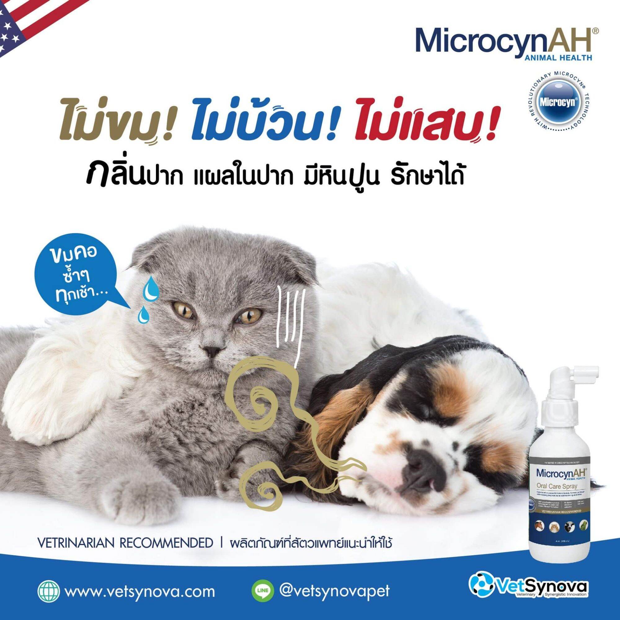 MicrocynAH oral care spray สเปรย์พ่นแผลในช่องปาก ขนาด120ml - Pet times ...