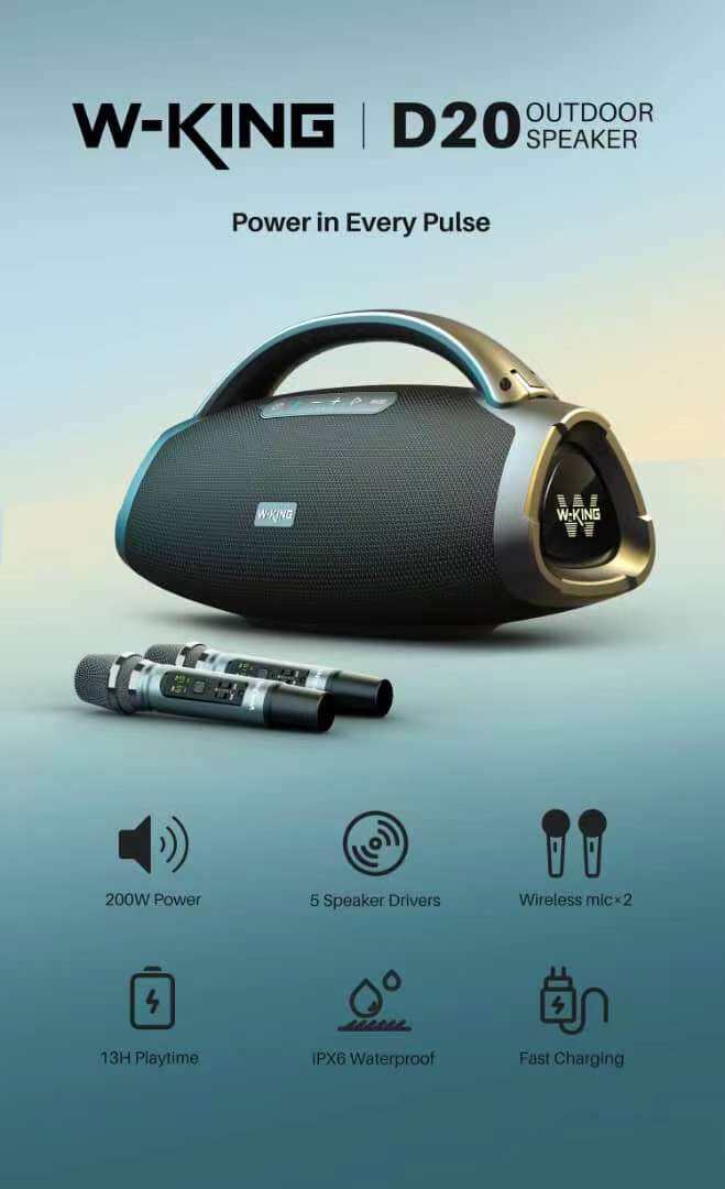 W-king D20 ลำโพงบลูทูธ ดัวใหม่ล่าสุด กำลังขับ200W เบสแน่น กันน้ำIPX6 ...