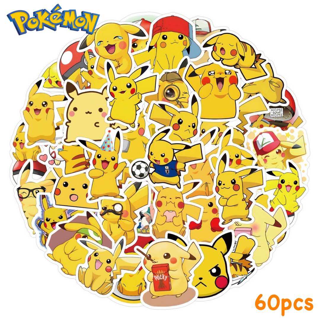 สติ๊กเกอร์ Pikachu 703 Pokémon 60ชิ้น โปเกม่อน Pokemon โปรเกมอน go ปิก ...