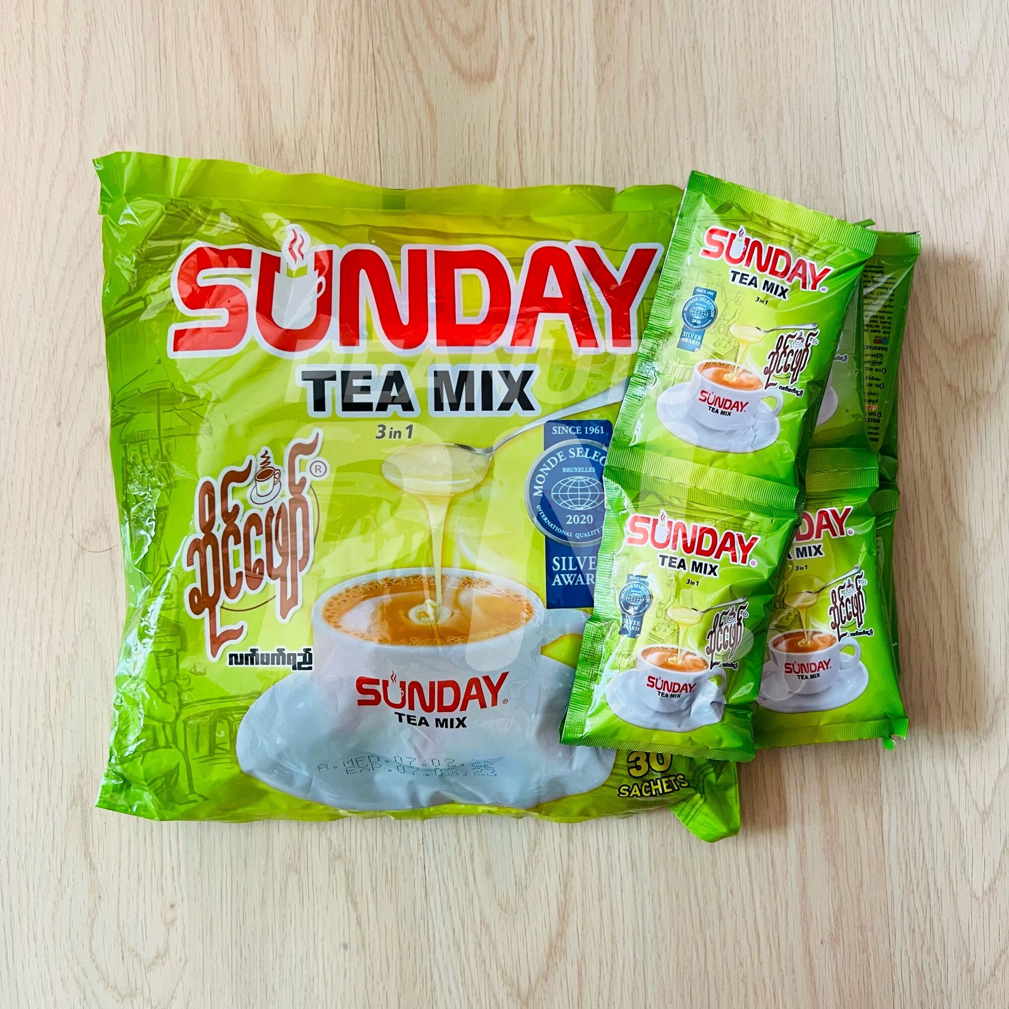 พร้อมส่ง Sunday Tea mix 3in1 ห่อสีเขียว สูตรนมข้นหวาน รสนุ่ม หวานกำลัง ...