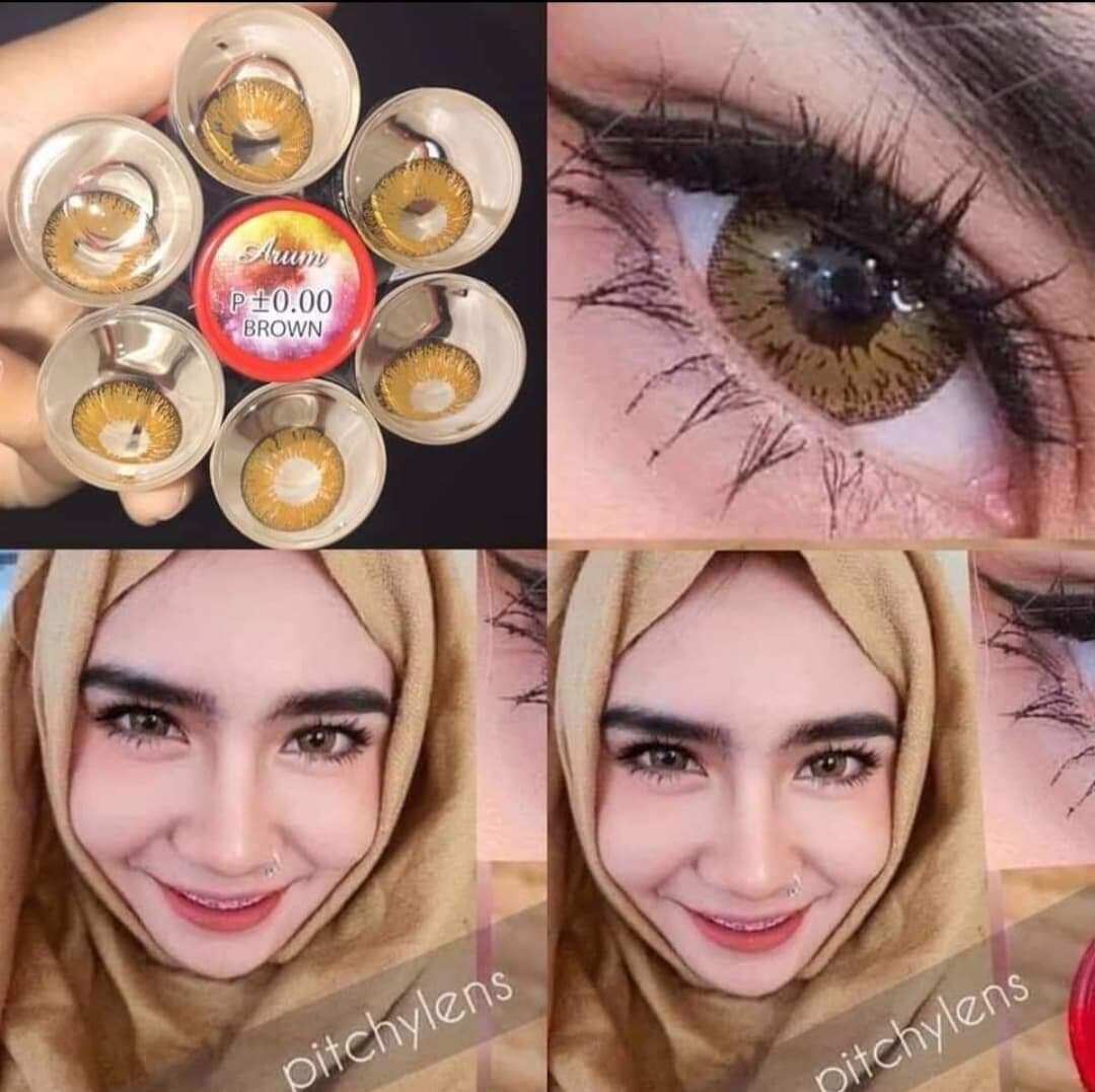 คอนแทคเลนส์ สาย ฝอ.รุ่น Arum สีเทา/ตาล gray/brown by pitchy lens ค่าสายตา (0.00)-(-6.50 ...
