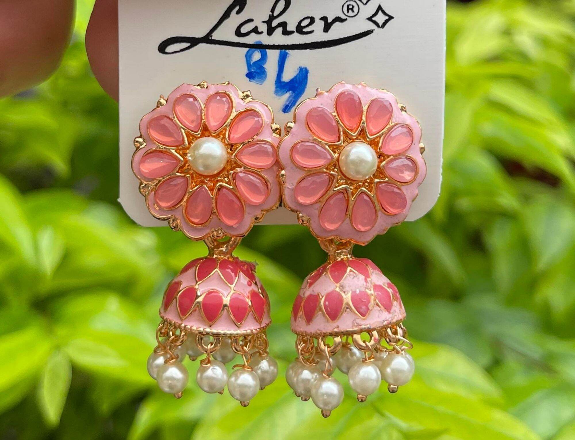 ต่างหูอินเดียระฆังเล็กงานลงยา4 cm2 cm Indian Meenakari Small Jumki ...