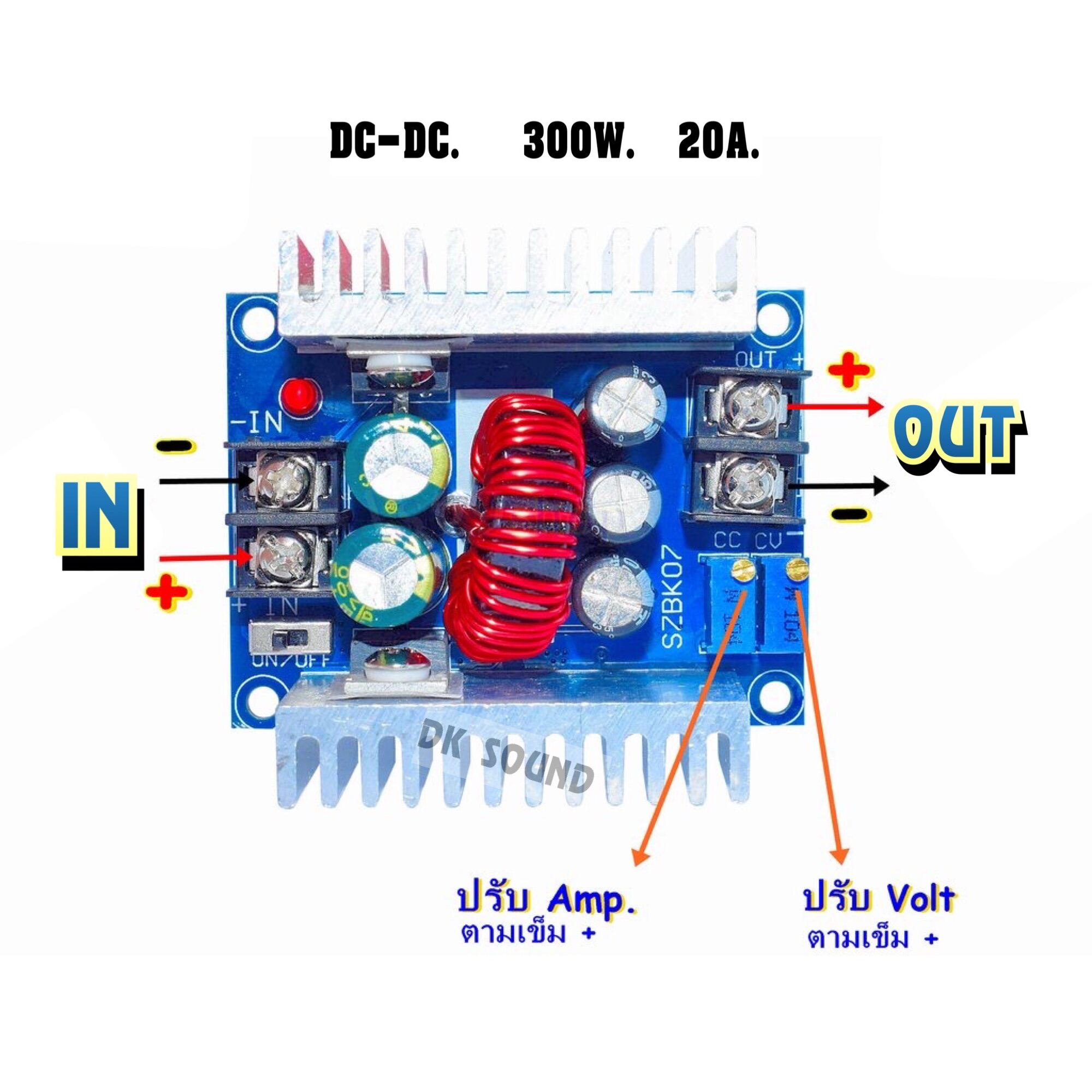 DC-DC 20A 300W Power ModuleDC 6-40V to 1.2-35 VDC continuously adjustable(Step-down) สเต็ปอัฟ ...