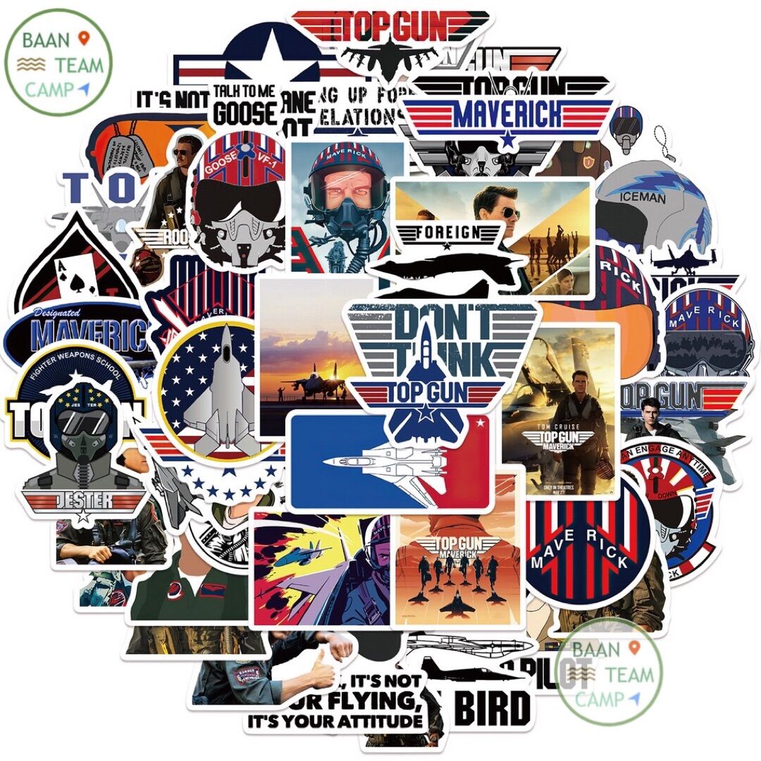 สติ๊กเกอร์ Top Gun 356 เครื่องบิน 50ชิ้น usa เครื่องบินรบ เครื่องบิน ...