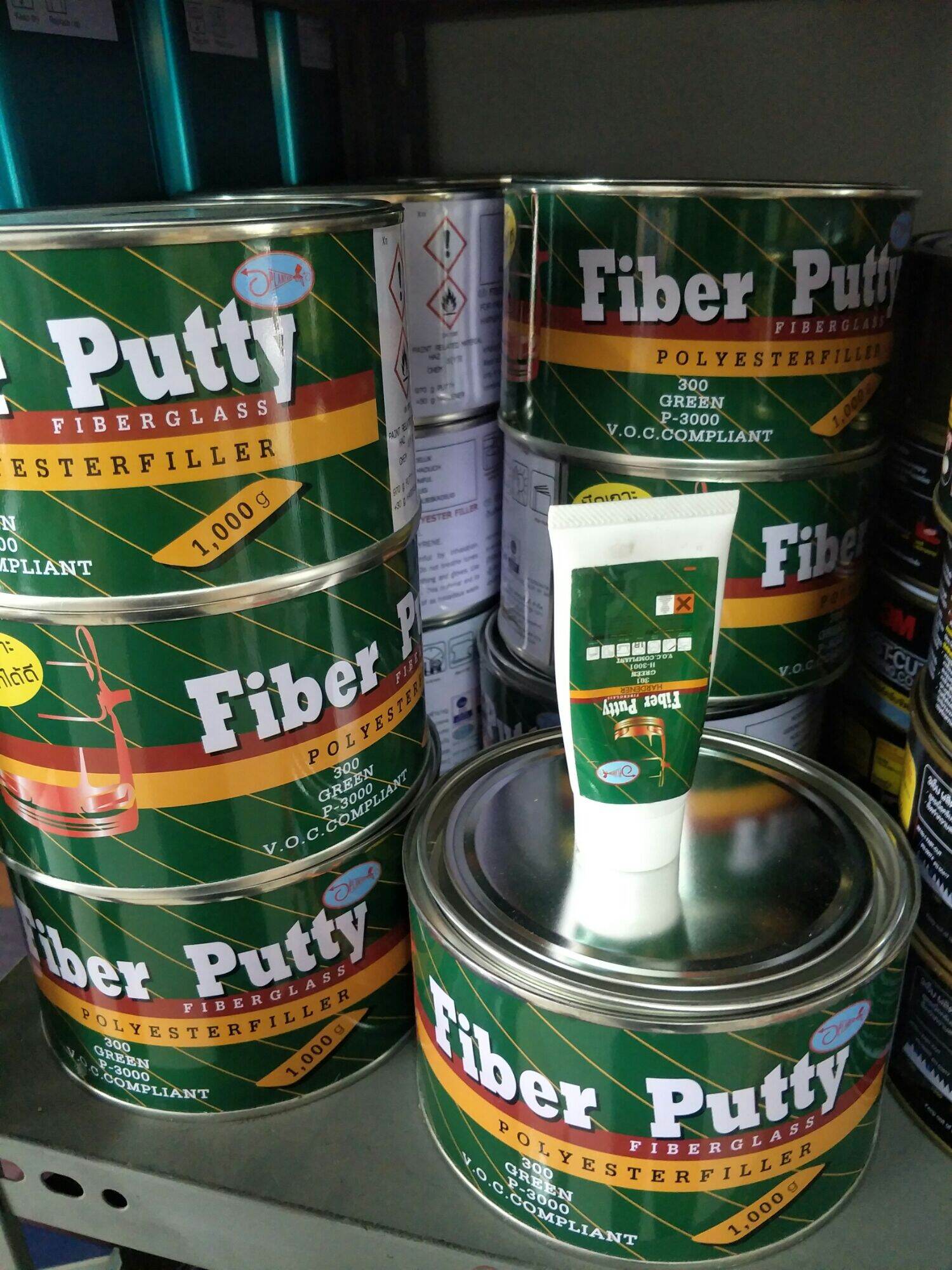 สีโป๊วไฟเบอร์ แพลน Plan 2K Fiber Putty Fiberglass Polyester Filler โป้ว ...