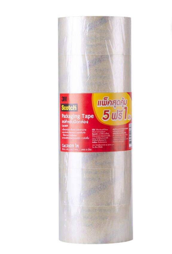 3M Scotch Clear Packaging Tape 48mm x 40m x 5 Free 1 Rolls.3เอ็ม สก๊อ ...