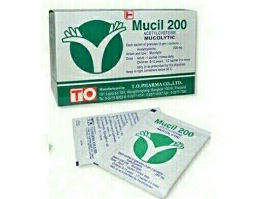 mucil 200 mgขับเสมหะ สำหรับผู้ใหญ่กล่องละ 30 ซองวิธีรับประทาน พสมน้ำ ...