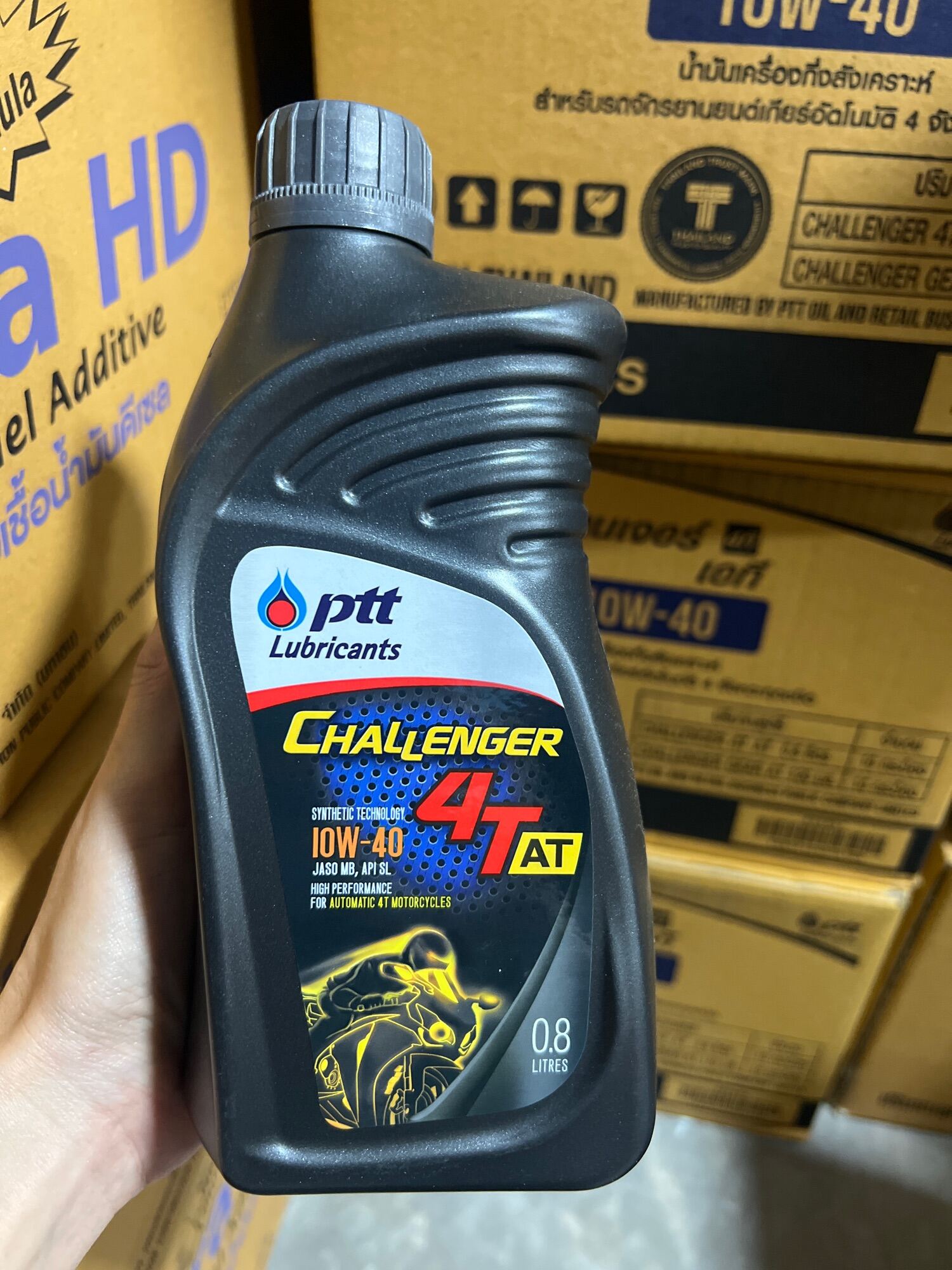น้ำมันเครื่อง รถจักรยานยนต์ ปตท Ptt Challenger 4T-AT 10w-40 ขนาด 0.8 ...